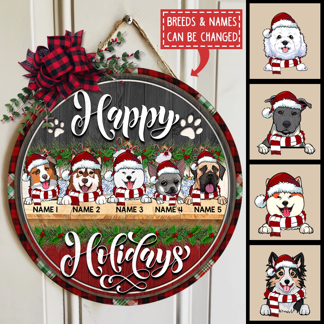 Christmas Door Decorations, Gifts For Dog Lovers, Happy Holiday Grey A