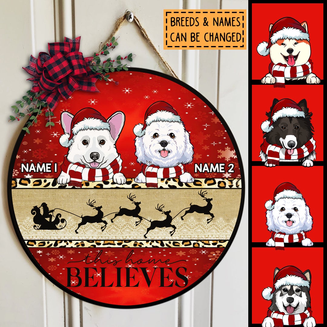 Christmas Door Decorations, Gifts For Dog Lovers, This Home Believes S
