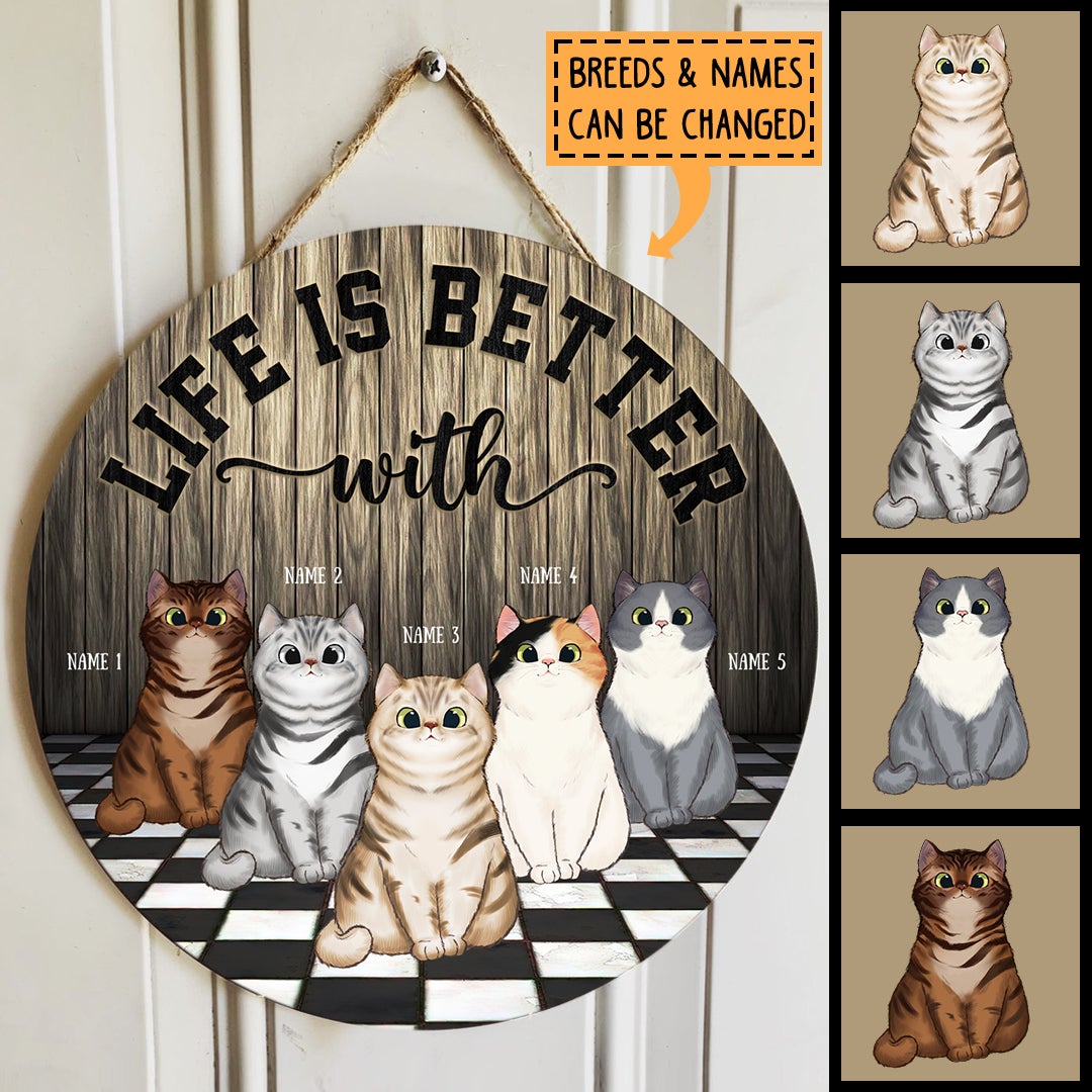 Pawzity Welcome Door Signs, Gifts For Cat Lovers, Life Is Better With