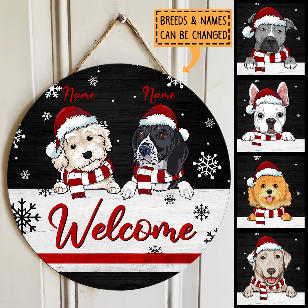 Christmas Door Decorations, Gifts For Dog Lovers, Welcome Black & Whit