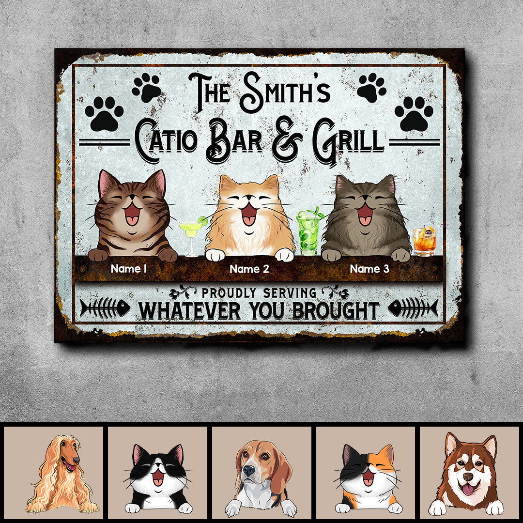Pawzity Metal Bar Sign, Gifts For Cat Lovers, Catio Bar & Grill Proudl