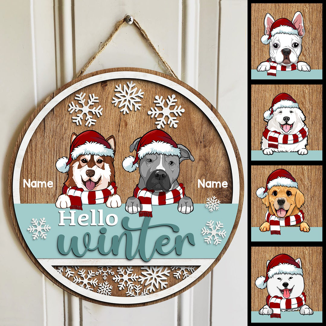 Christmas Door Decorations, Gifts For Dog Lovers, Hello Winter Brown
