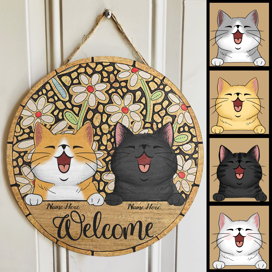Pawzity Welcome Door Signs, Gifts For Cat Lovers, Dragonfly Custom Woo