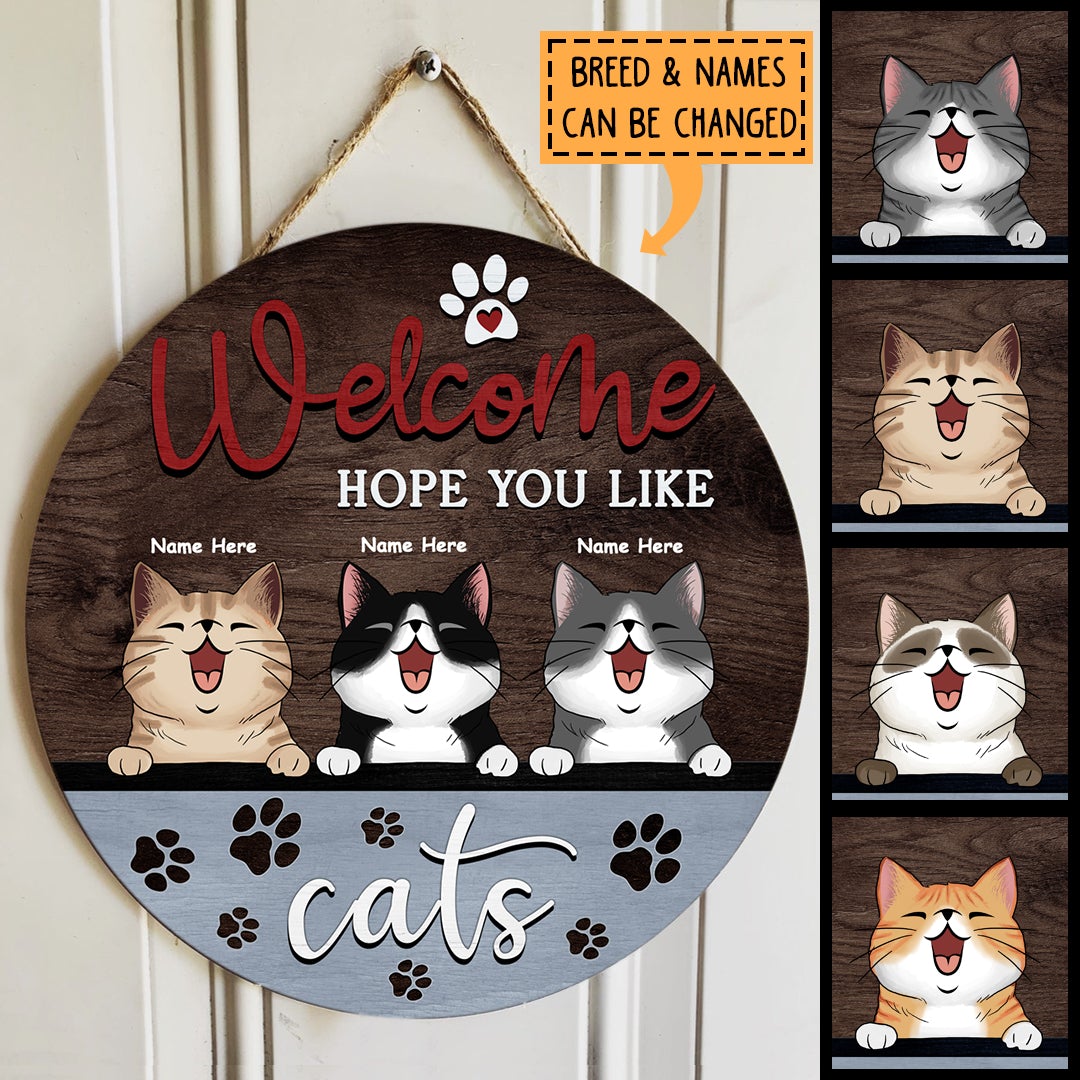 Pawzity Welcome Door Signs, Gray Custom Wooden Signs, Welcome Hope You