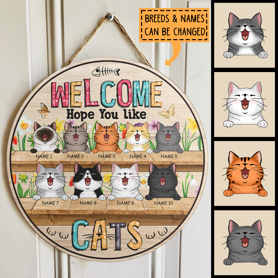 Pawzity Welcome Door Signs, Gifts For Cat Lovers, Hope You Like Cats,