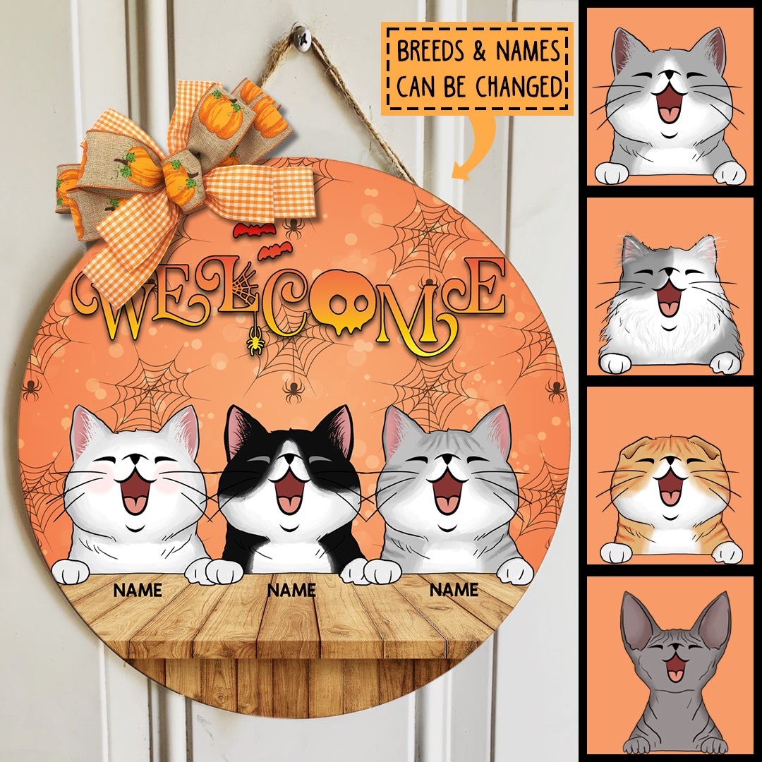 Halloween Welcome Sign For Front Door, Halloween Decorations For Cat L