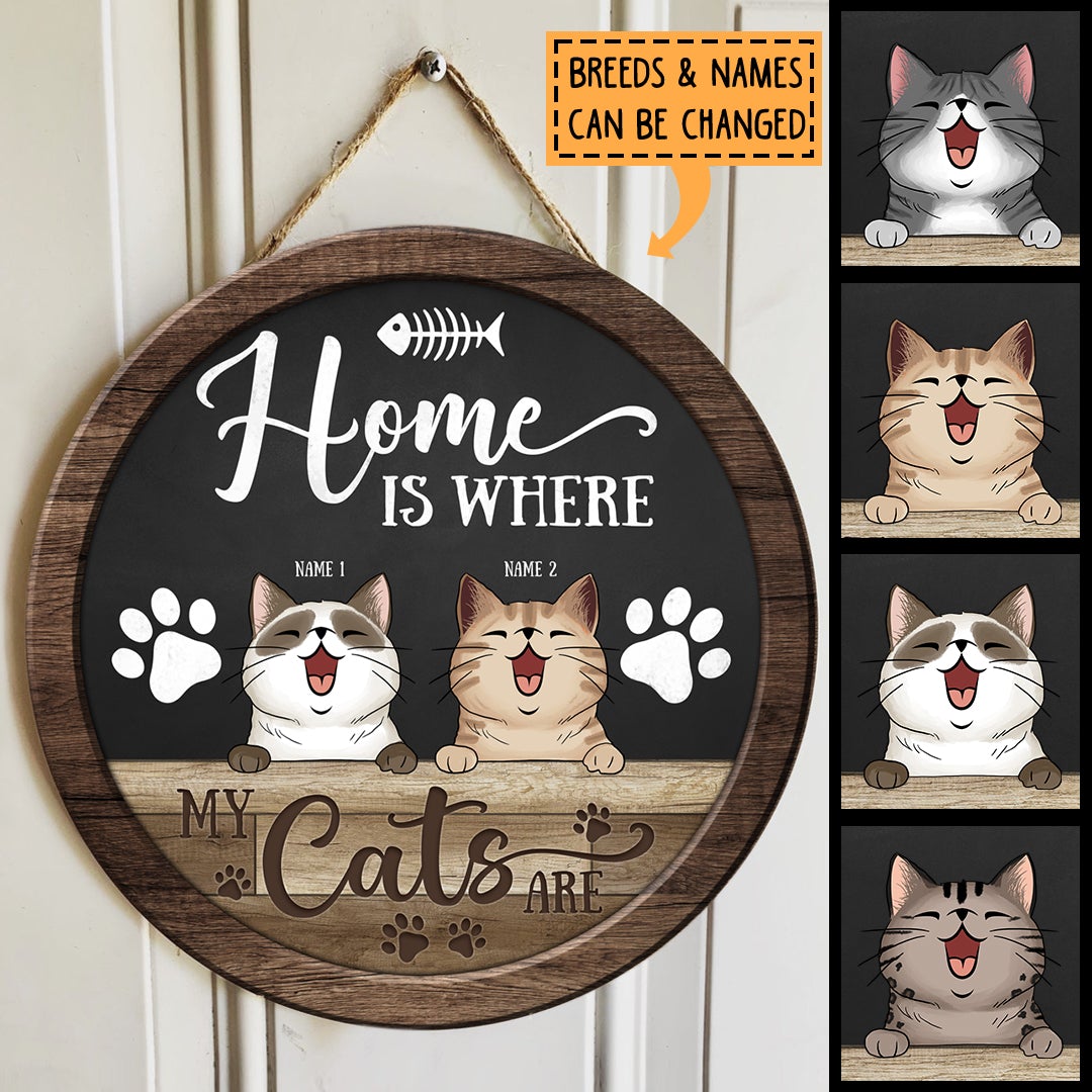Pawzity Welcome Door Signs, Gifts For Cat Lovers, Home Is Where My Cat