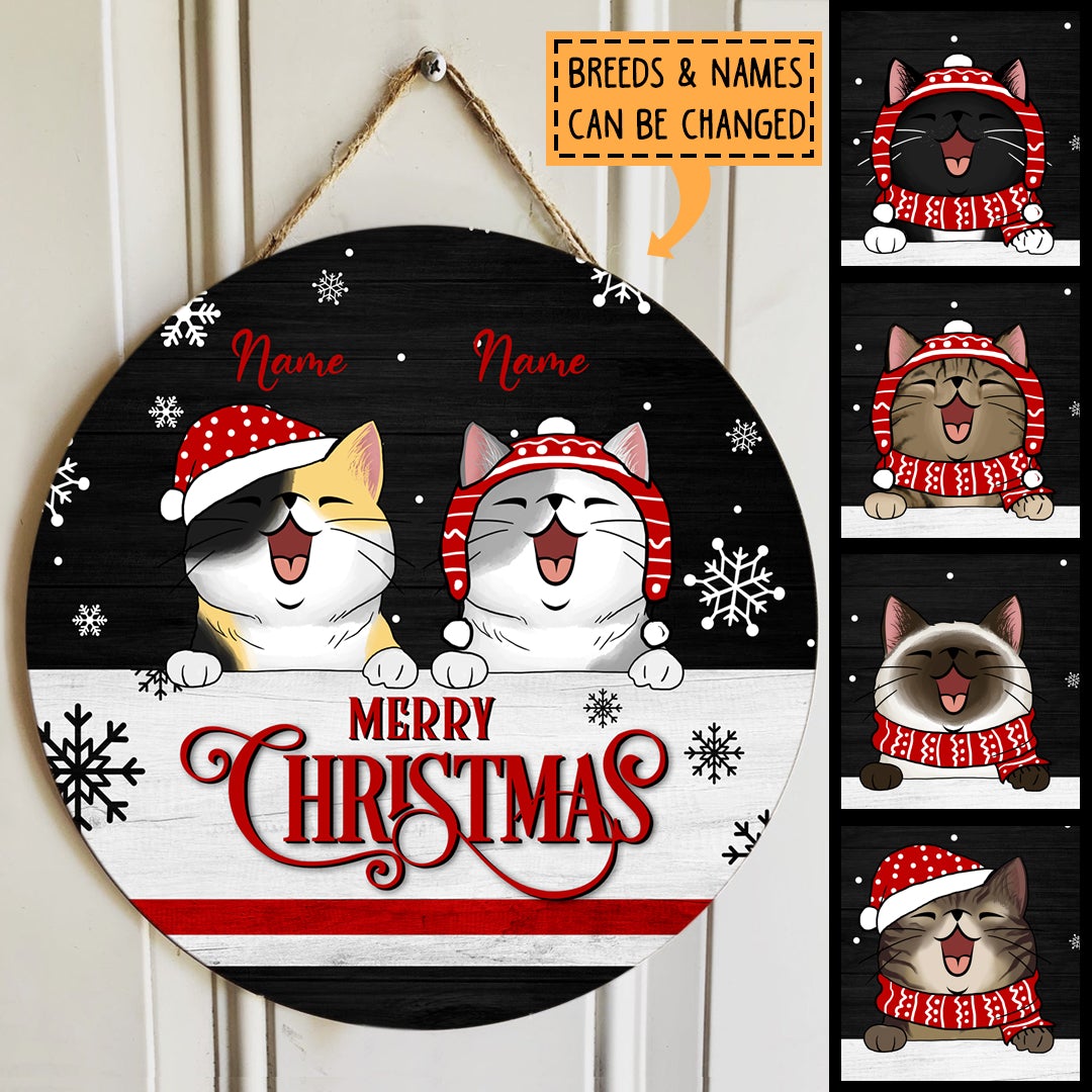 Christmas Door Decorations, Gifts For Cat Lovers, Merry Christmas Blac
