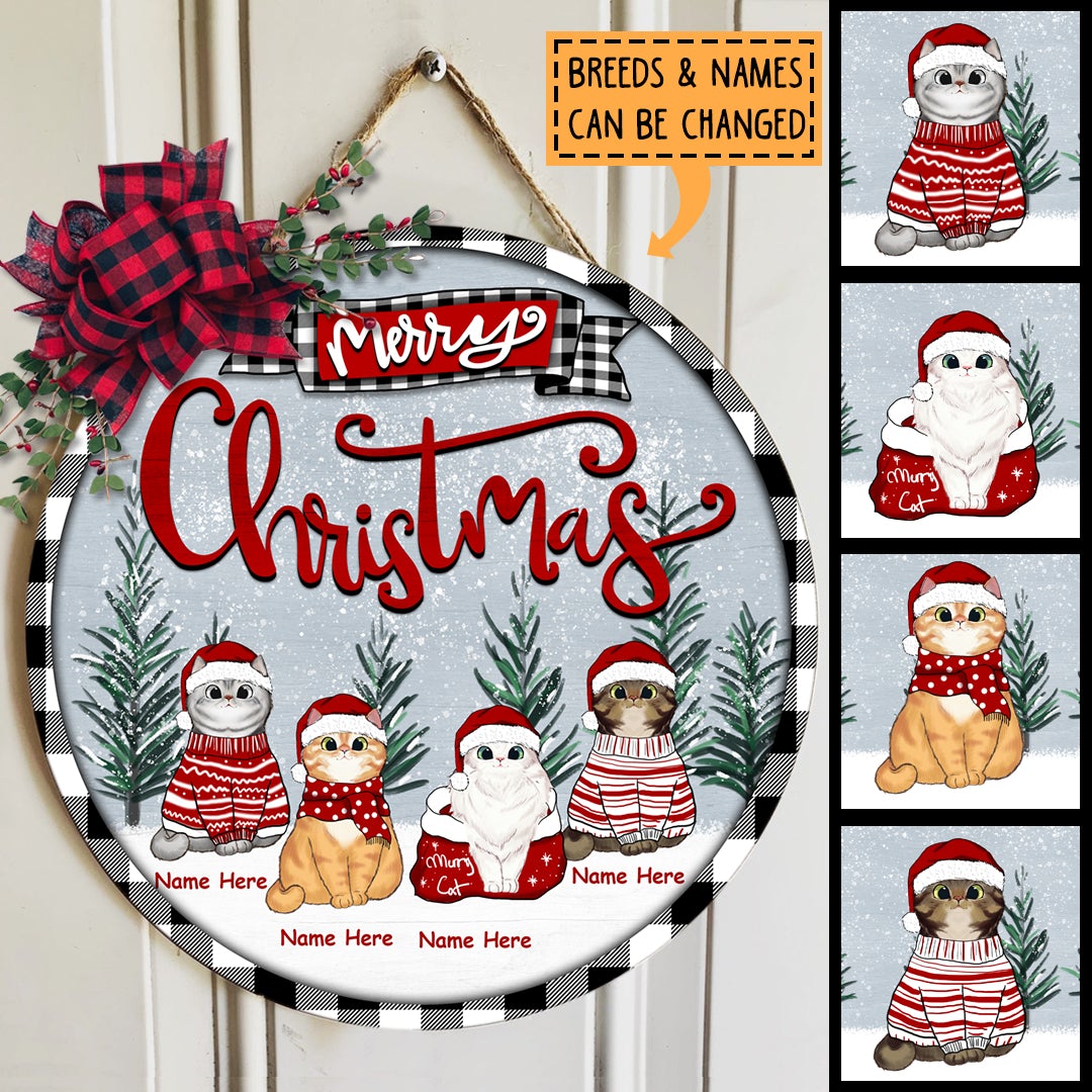 Christmas Door Decorations, Gifts For Cat Lovers, Merry Christmas Cats