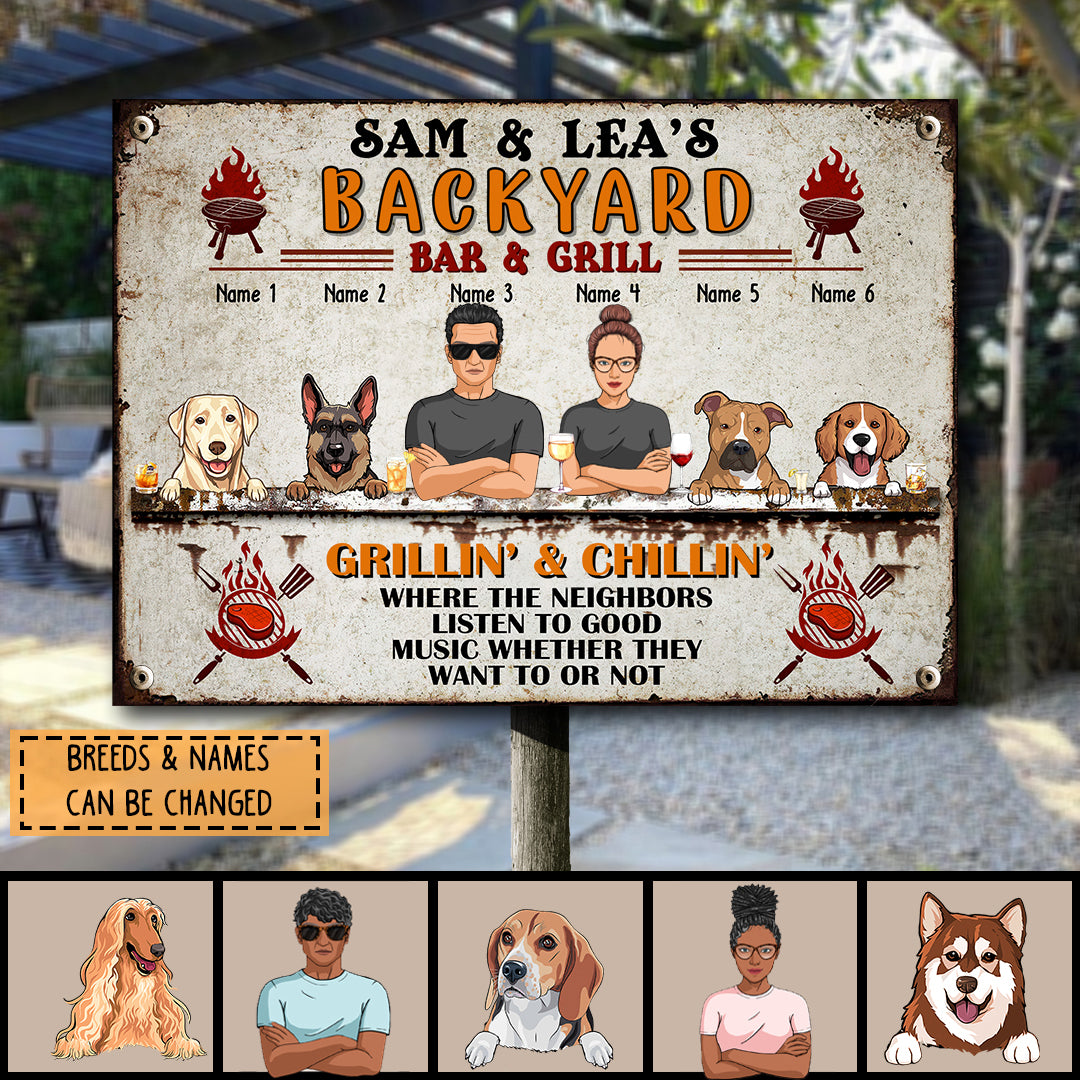 Pawzity Metal Backyard Bar & Grill Signs, Gifts For Dog Lovers, Where